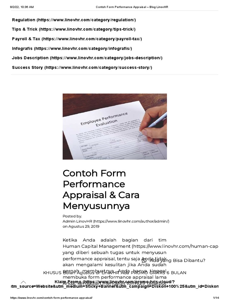 Contoh Form Performance Appraisal - Blog LinovHR | PDF