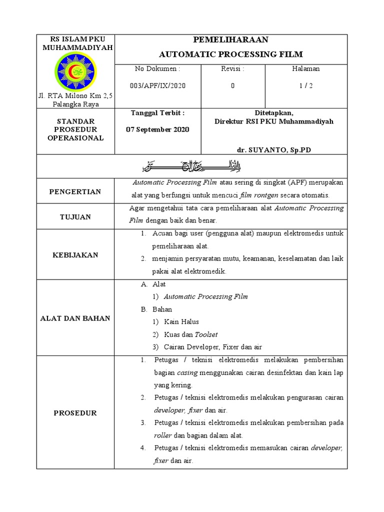 Pemeliharaan Alat Automatic Processing Film | PDF | Teknologi & Rekayasa