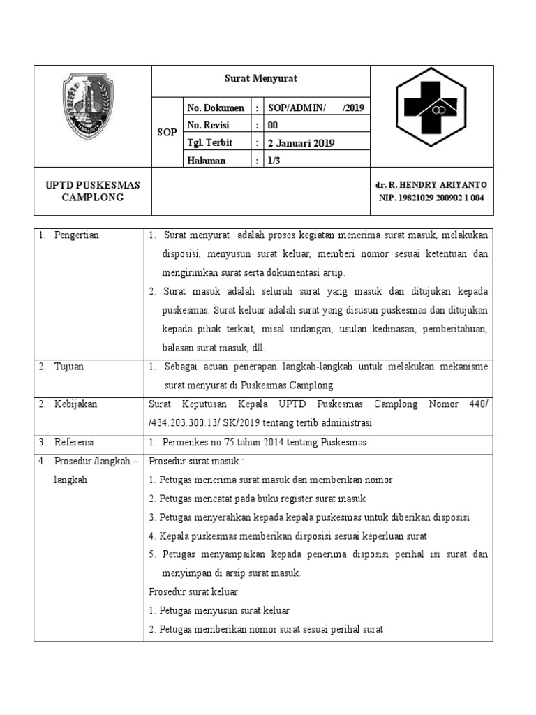 SOP Surat Menyurat | PDF