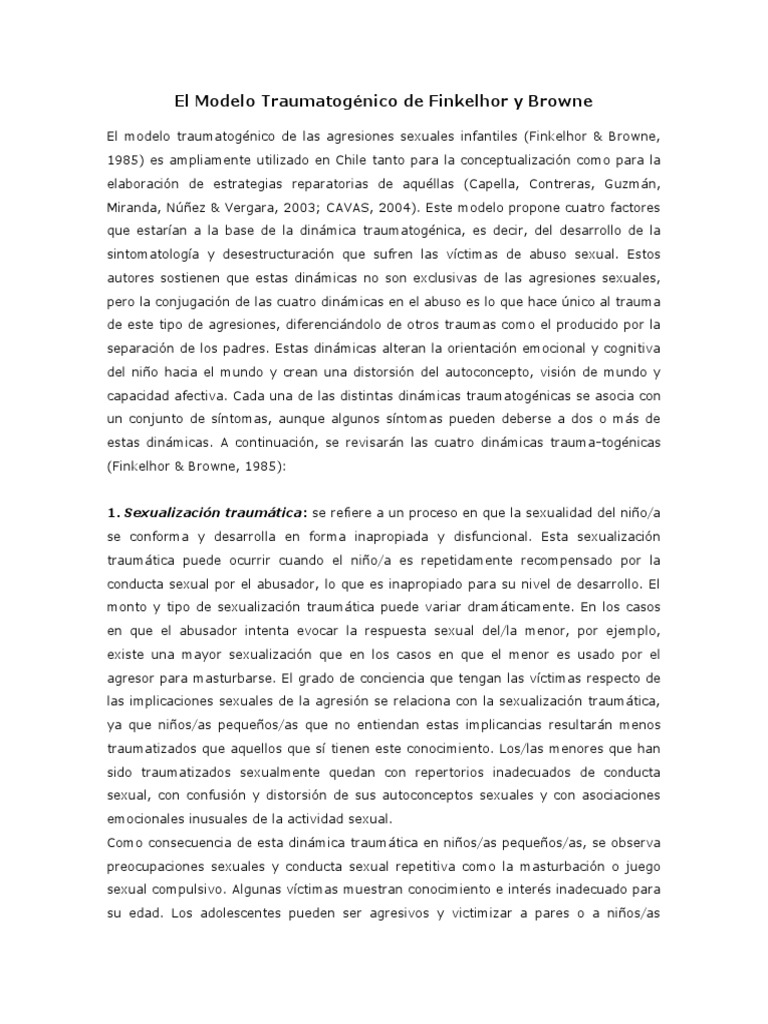 Dinámicas Traumatogénicas de Finkelhor | PDF | Abuso sexual | Trauma ...