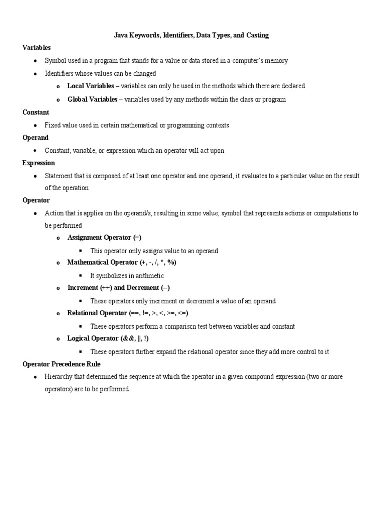 Handout 2 | PDF | Variable (Computer Science) | Boolean Data Type Handout 2 | PDF | Variable (Computer Science) | Boolean Data Type