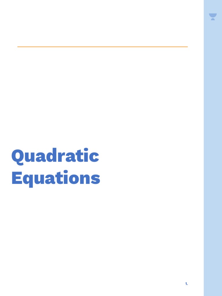 Quadratic Equation Lecture Notes | PDF | Quadratic Equation | Algebra