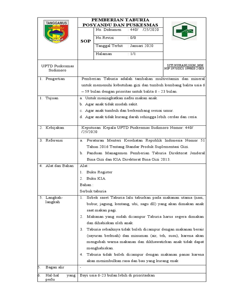 Sop Suplemen Gizi Mikro | PDF