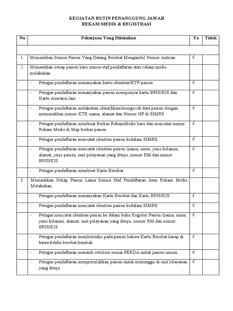 Daftar Tilik Pendaftaran | PDF