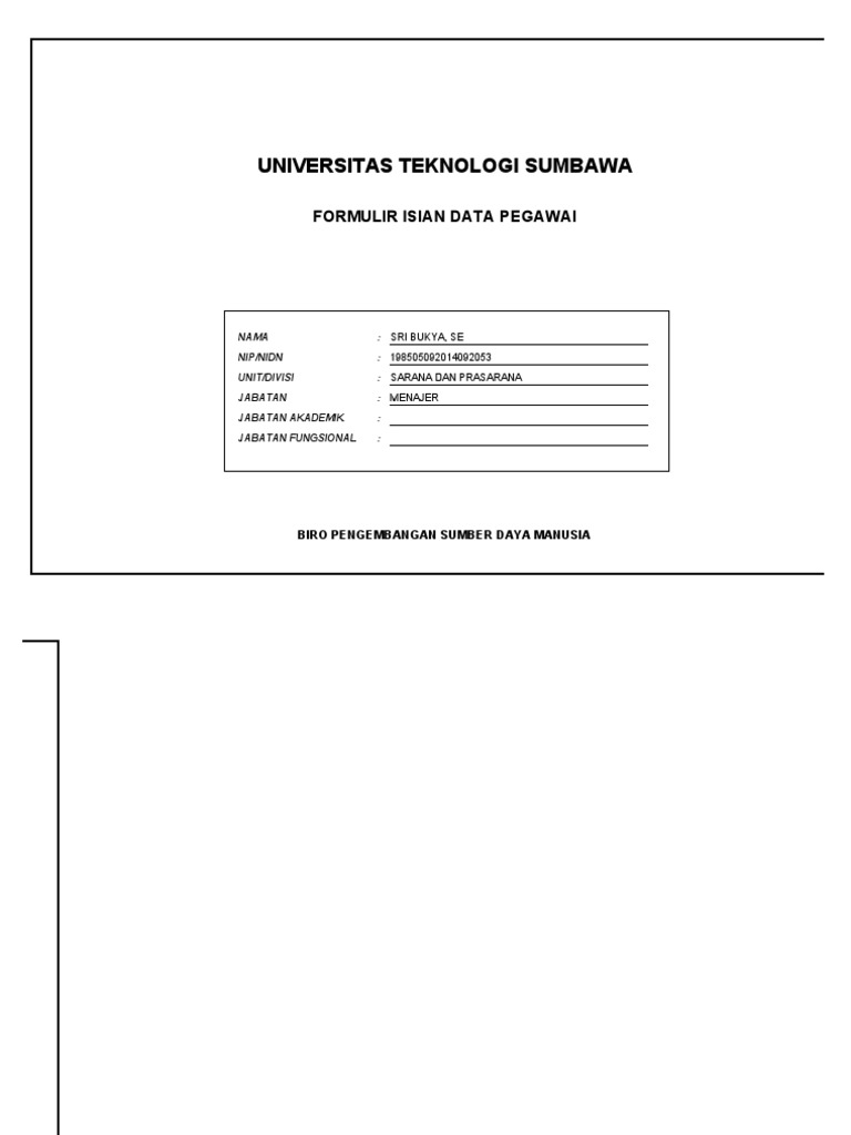 Format Isian Database | PDF