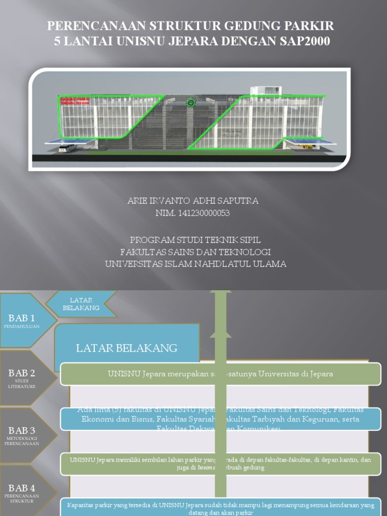 Perencanaan Gedung Parkir 5 Lantai UNISNU | PDF | Komputer