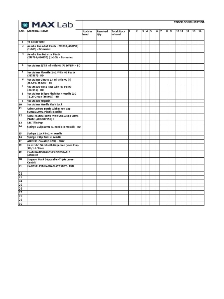 Consumption Sheet | PDF