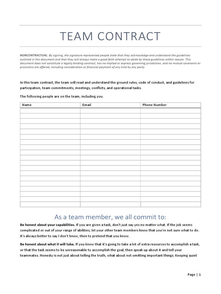 Team contract | PDF | Privacy