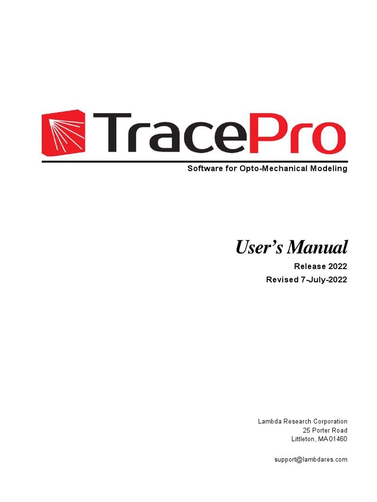 Lambda TracePro 2022 User Manual | PDF | Window (Computing) | Menu (Computing)