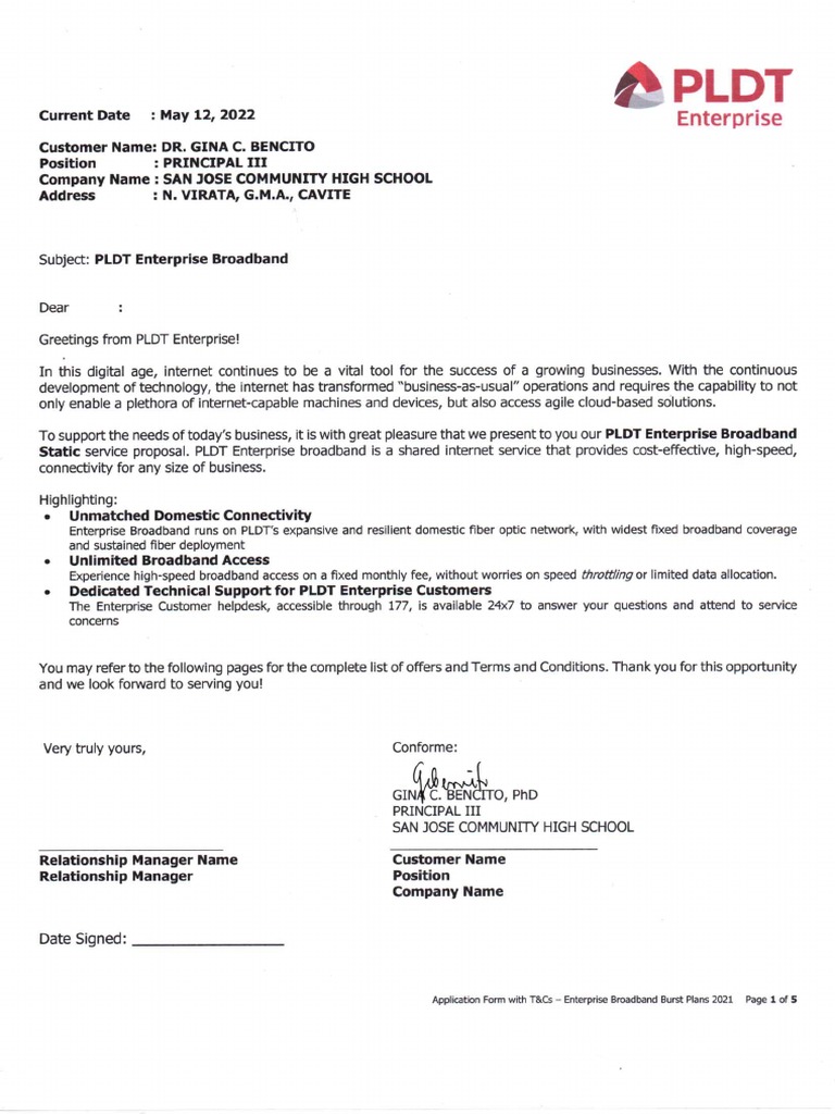 Pldt Internet Form | PDF