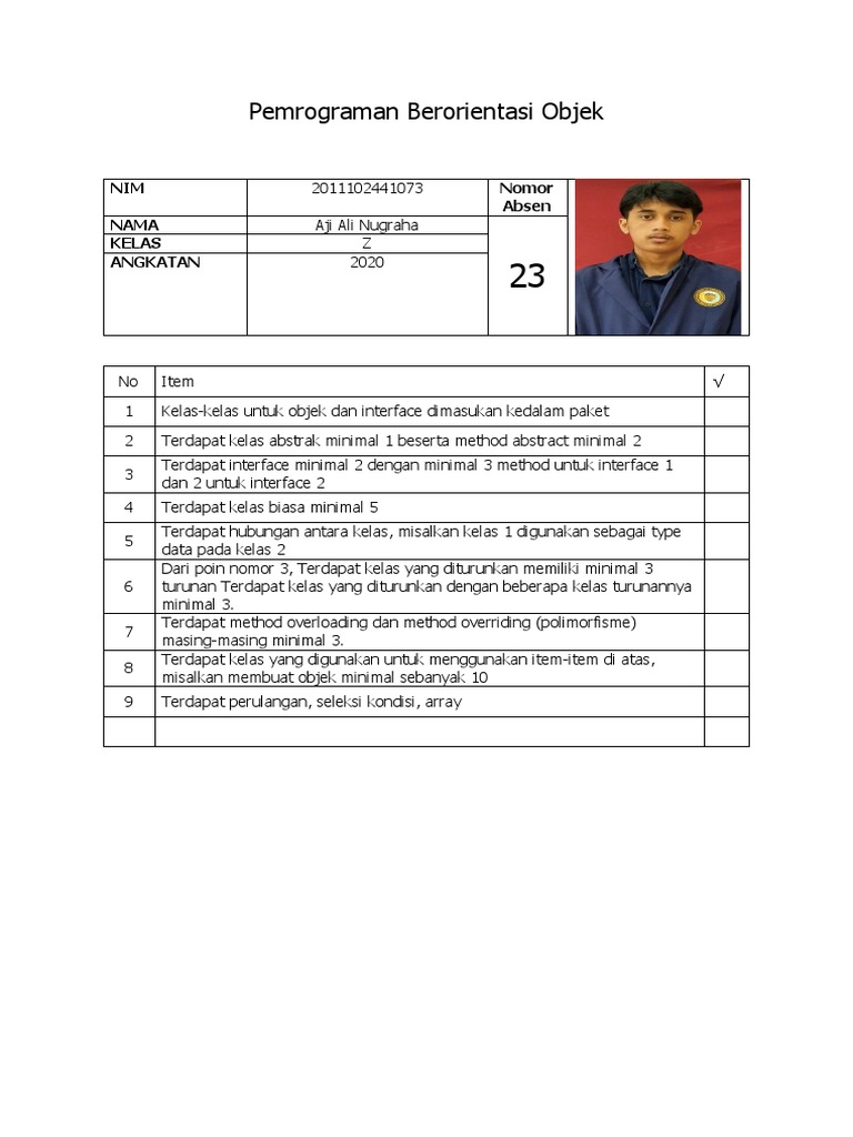 Pemrograman Berorientasi Objek - Aji Ali Nugraha-Dikonversi | PDF