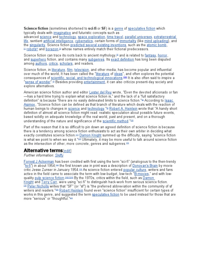 Science Fiction: Genre Overview | PDF | Science Fiction | Science