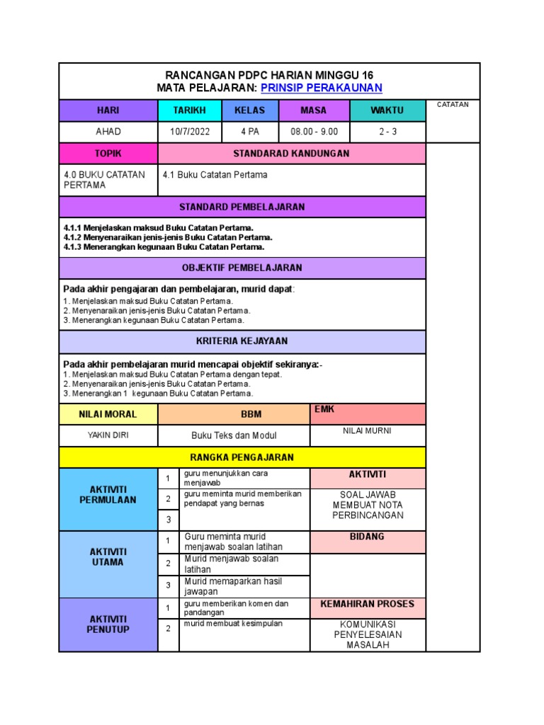 RPH Minggu 16 | PDF