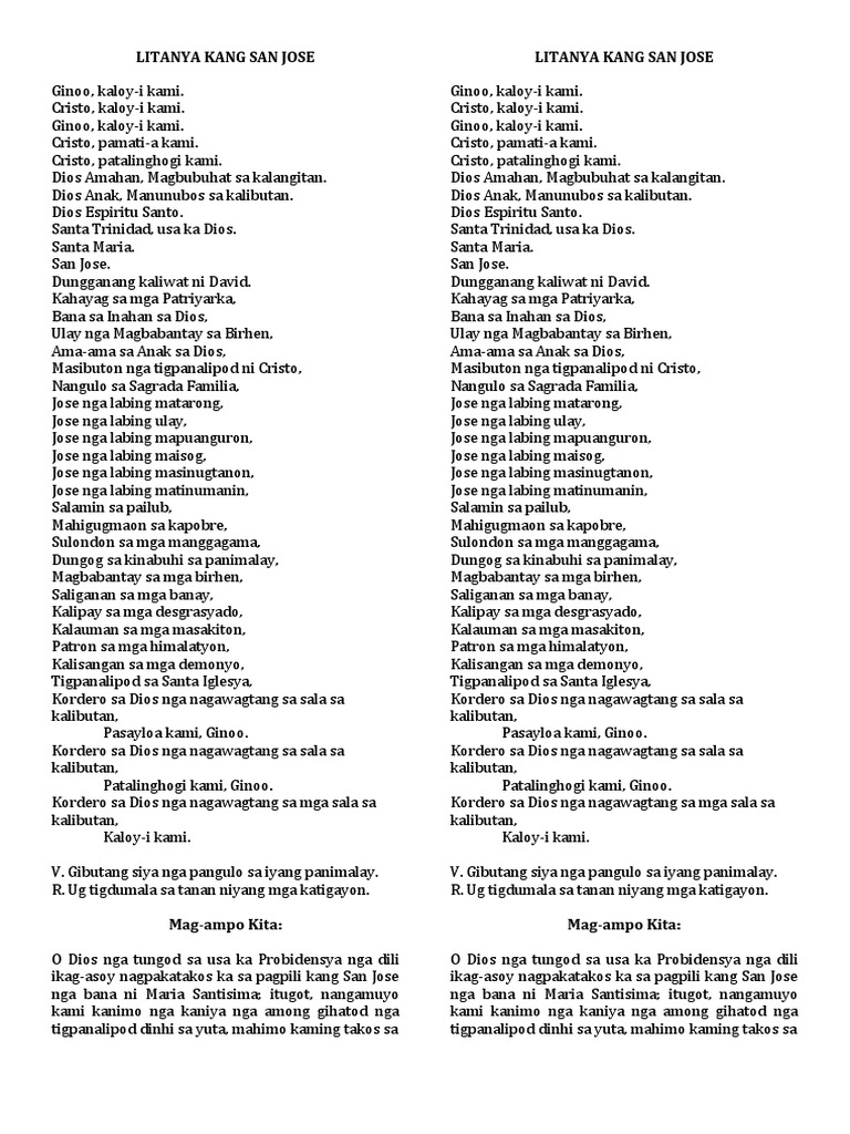 Litanya Kang San Jose | PDF