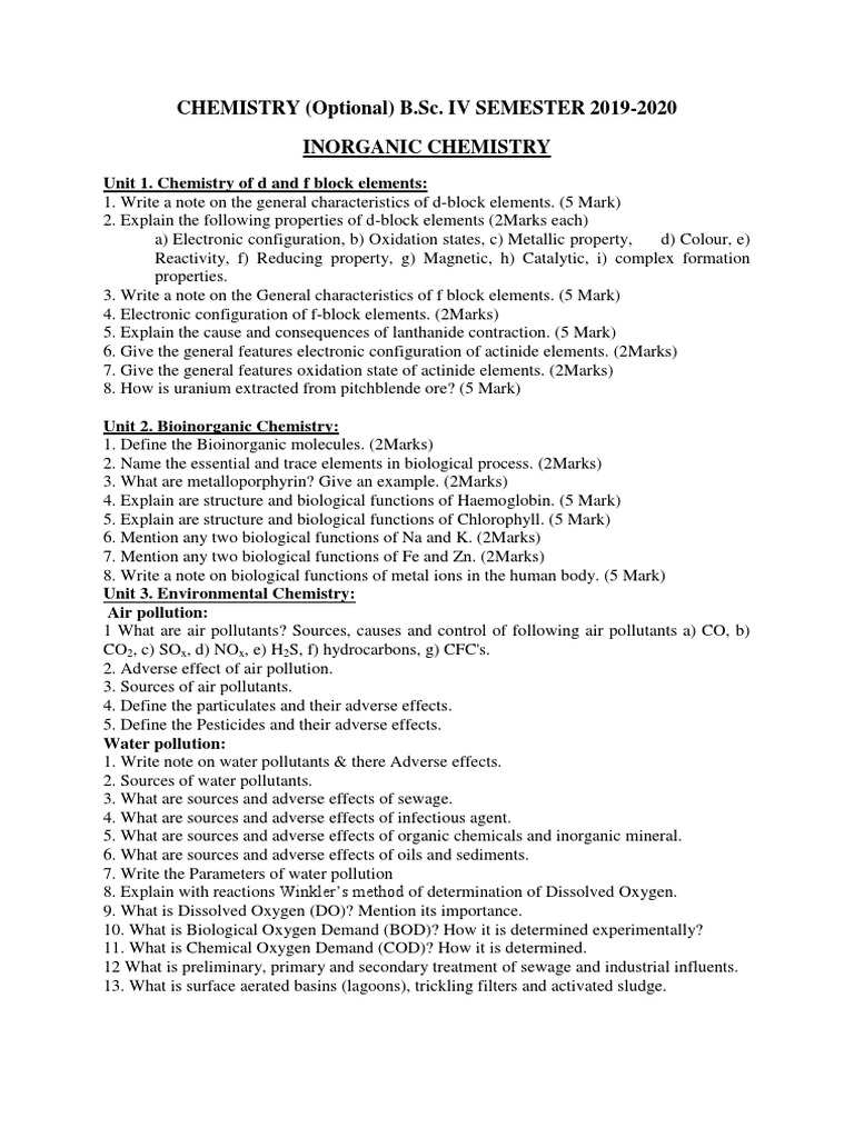 BSc 4th sem Question papers | PDF | Reaction Rate Constant | Amine