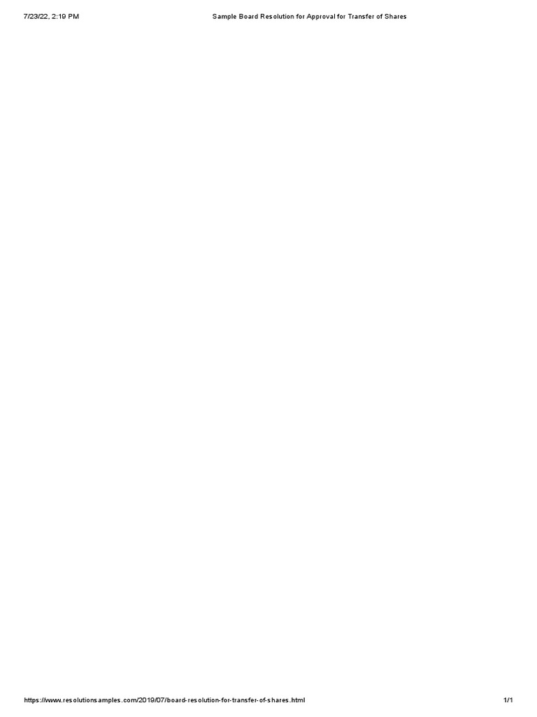 Sample Board Resolution for Share Transfer | PDF | Science ...