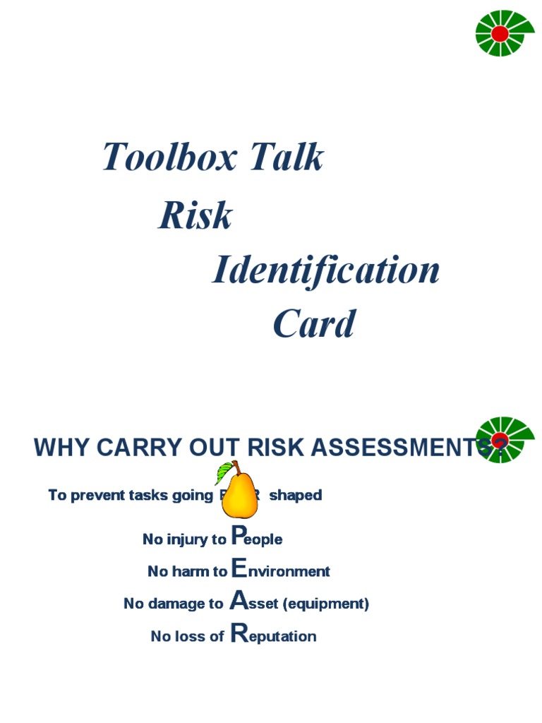 Toolbox Talk Risk Identification Card | Download Free PDF | Risk | Risk ...