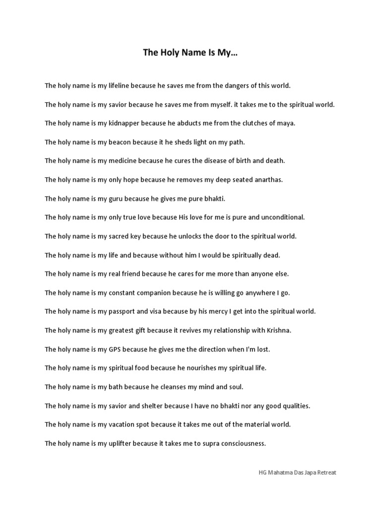 Devotees' Guide to the Holy Name | PDF
