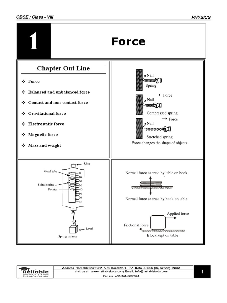 Force: Chapter Out Line | Download Free PDF | Force | Weight