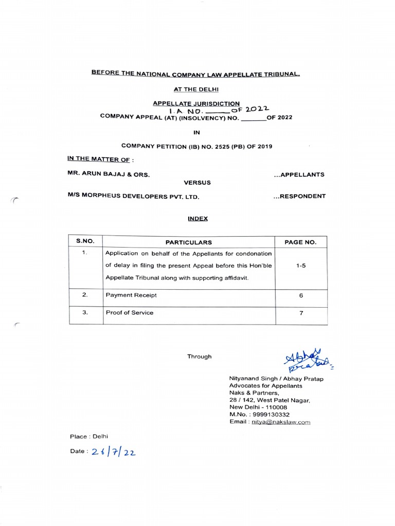 Application For Condonation of Delay in Filing Appeal | PDF | Affidavit ...