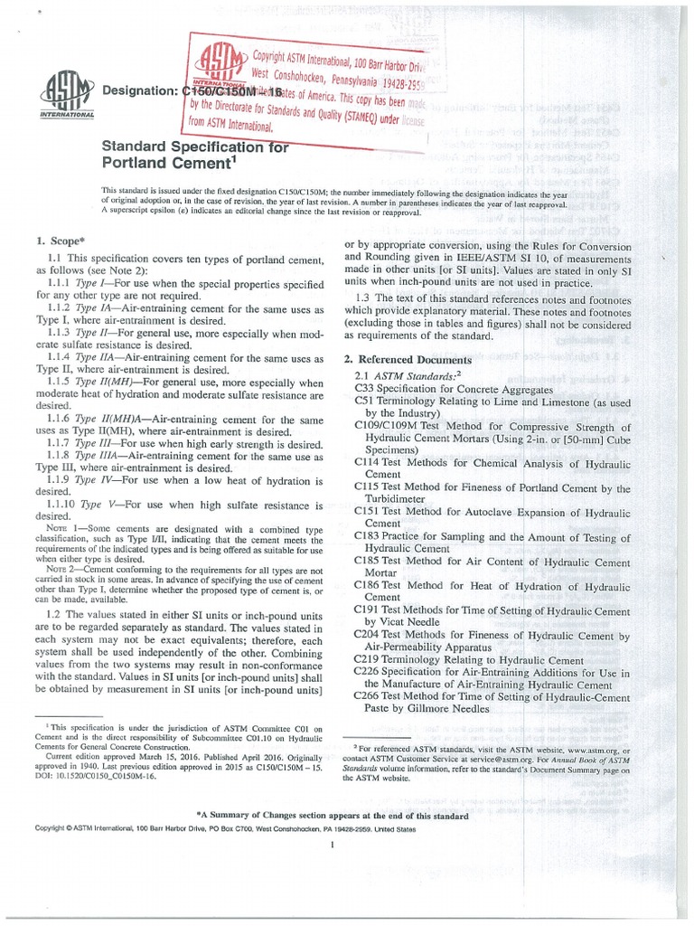 Astm C150-C150M-16 | PDF