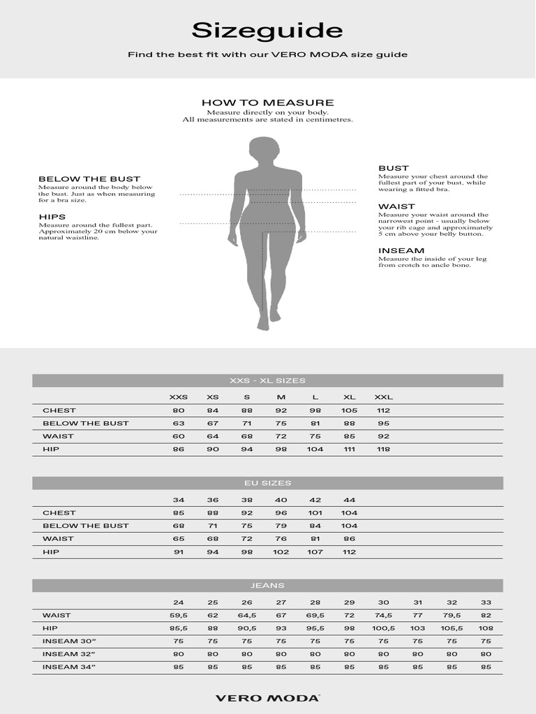 VERO MODA Size Guide | PDF | Waist | Body Shape