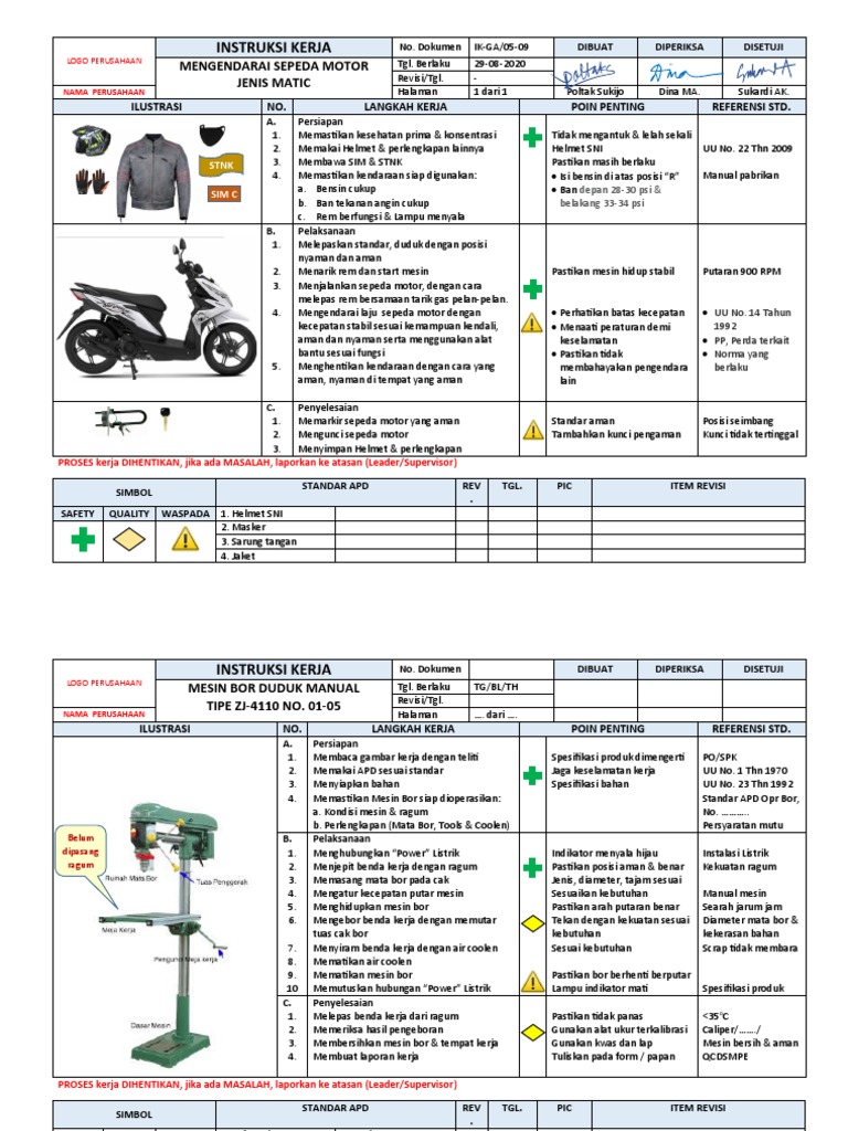 IK - ISO 9001 - Form & Contoh - IKM Tegal 2020 | PDF