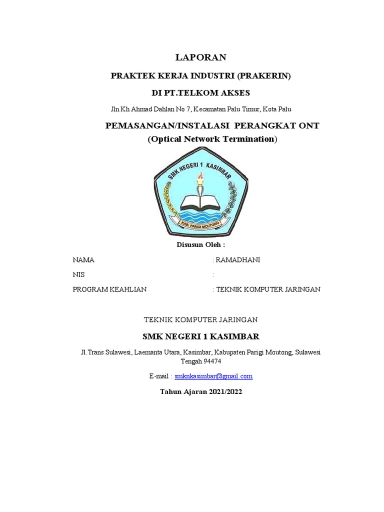 Instalasi ONT di PT Telkom Akses | PDF