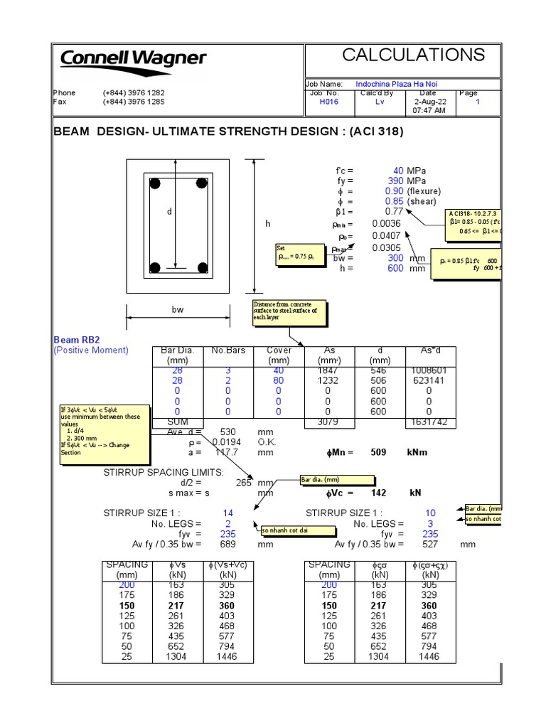 Check beam_ACI318 | PDF | Strength Of Materials | Mechanical Engineering