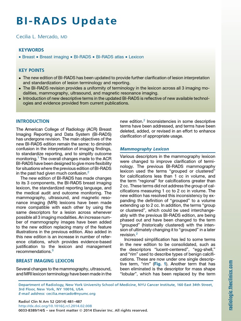 BI-RADS Update | PDF | Mammography | Medical Imaging
