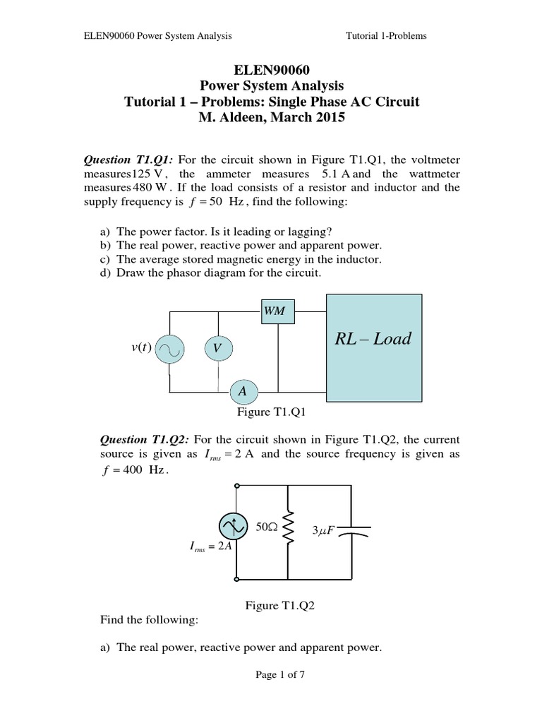 Tutorial - Problems | PDF | Ac Power | Electrical Network