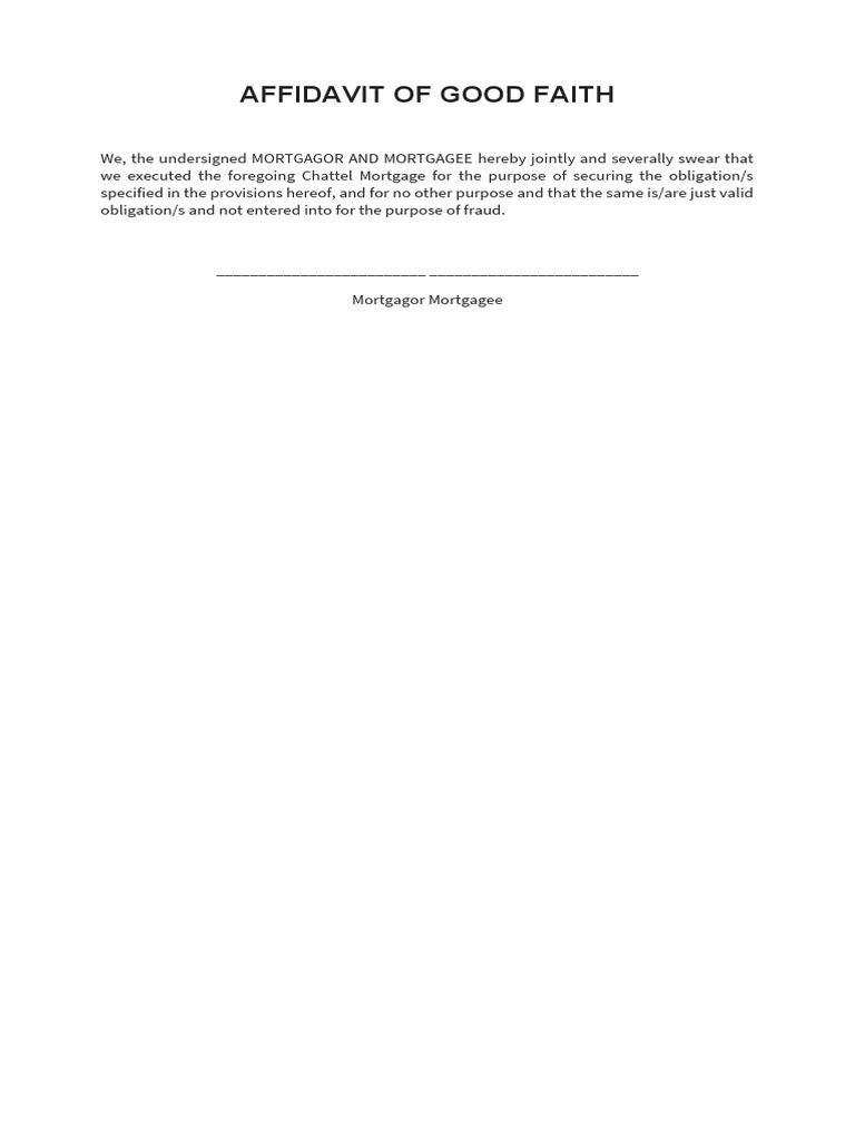 Affidavit of Good Faith | PDF