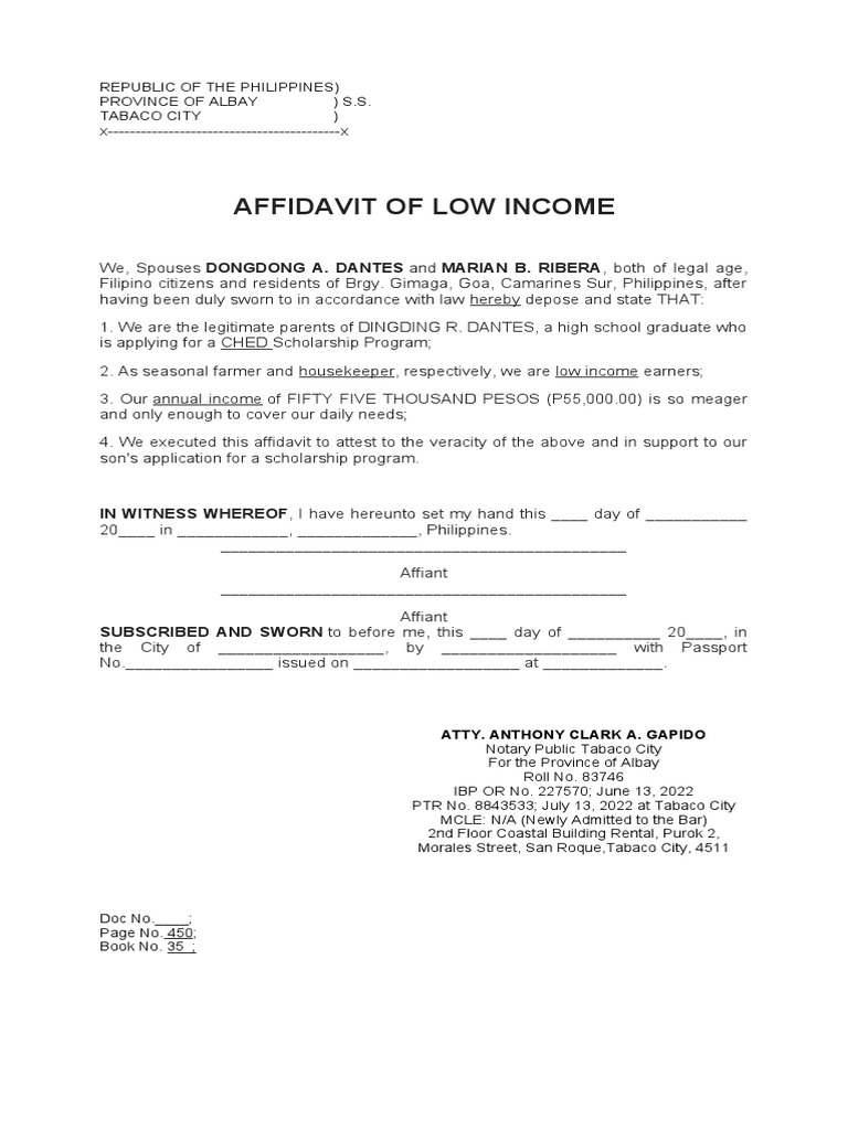 Affidavit of Low Income | PDF