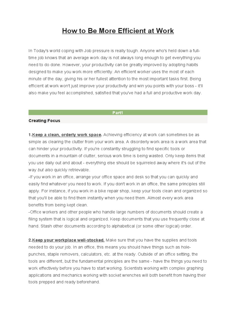 How To Be More Efficient at Work | Download Free PDF | Psychological ...
