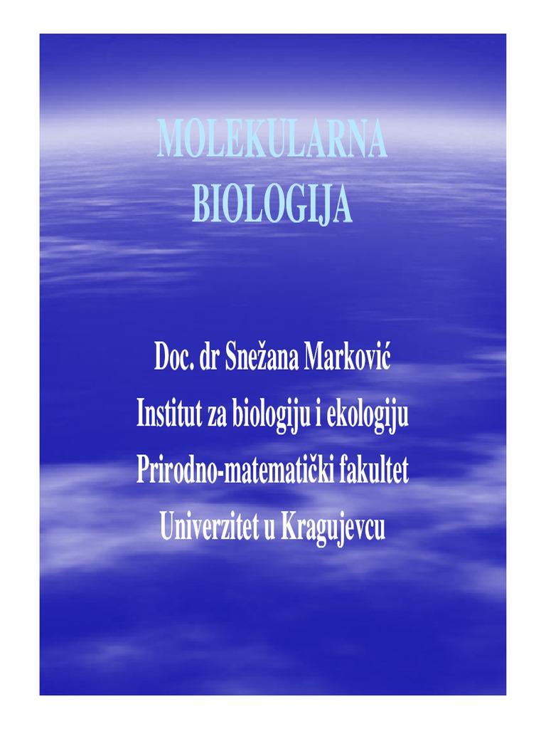 Molekularna Biologija I DNK (Compatibility Mode) | PDF