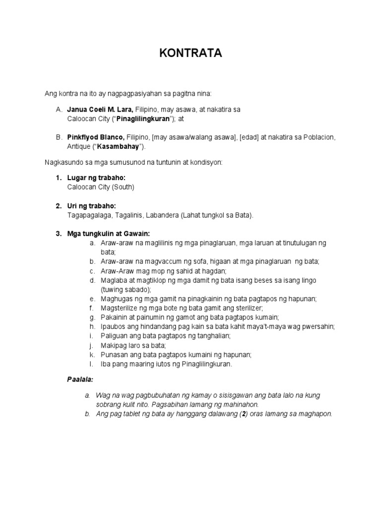 Kasambahay Contract Pdf