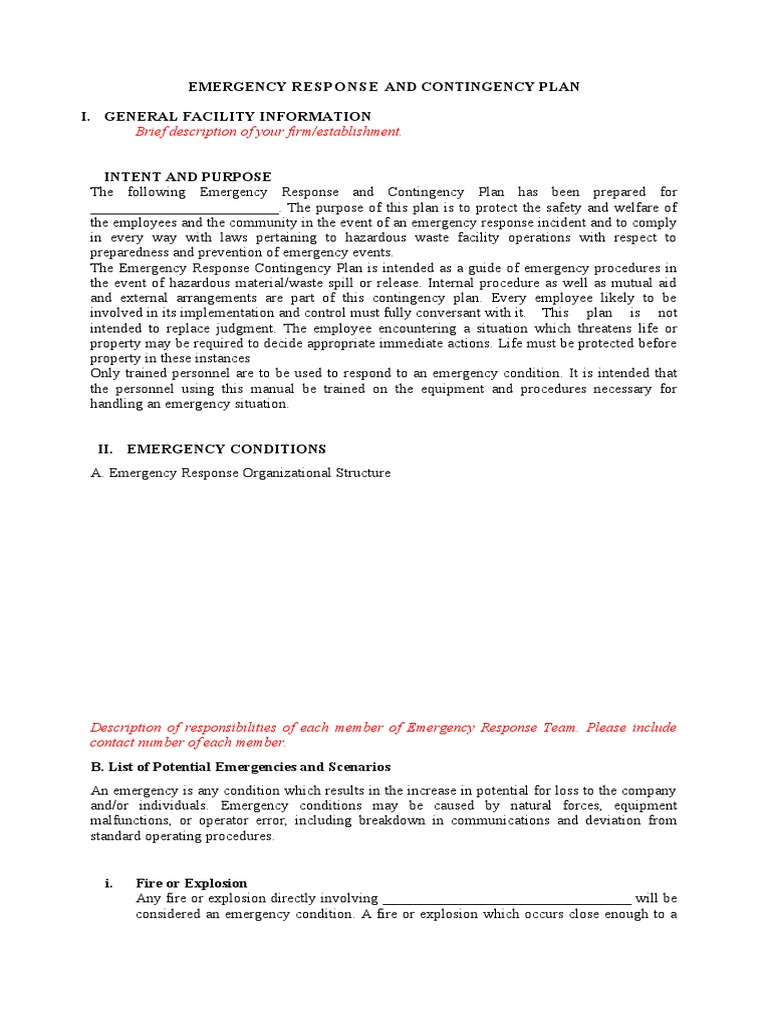 Emb HWMS Emergency Response and Contingency Plan | PDF | Personal ...