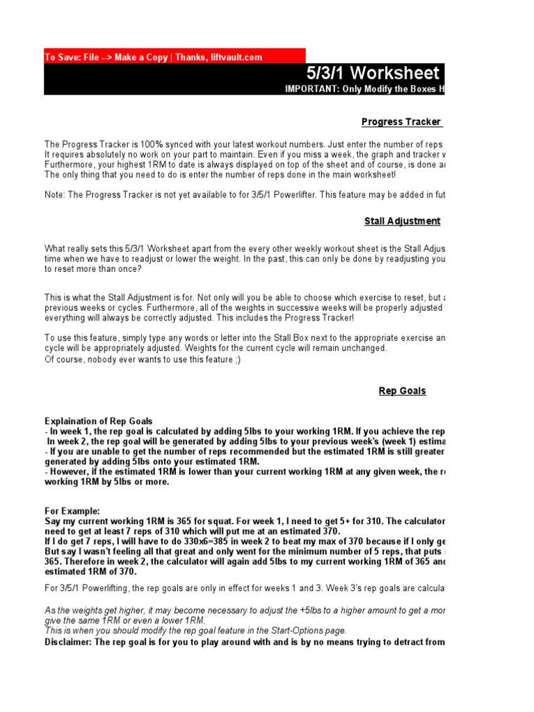 Jim Wendler 531 v2.1 (BBB + Powerlifting) Spreadsheet 2022 | Download ...