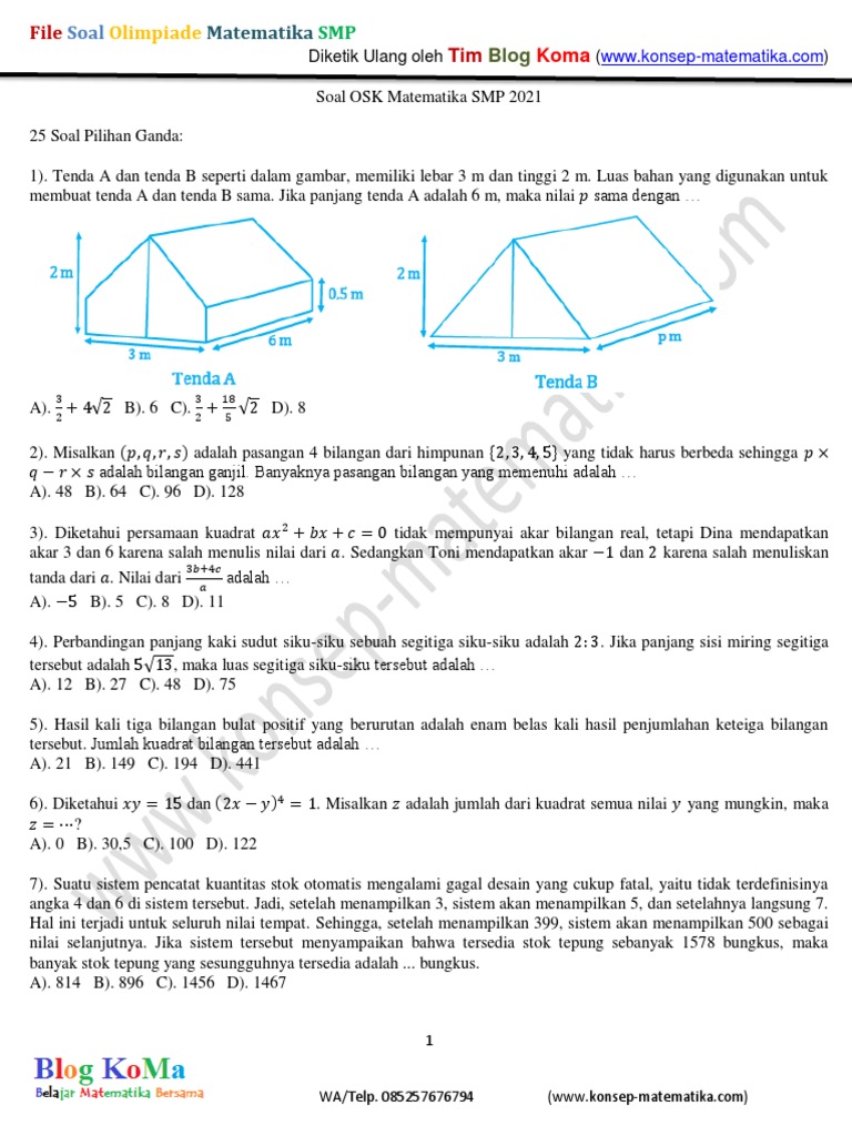 2021 Soal Osk Matik SMP | PDF