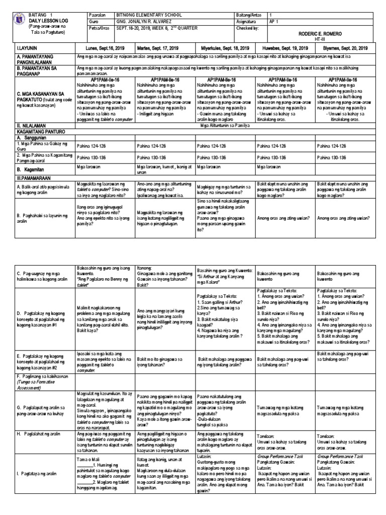 Ap1 DLL Quarter2 Week 6 | PDF