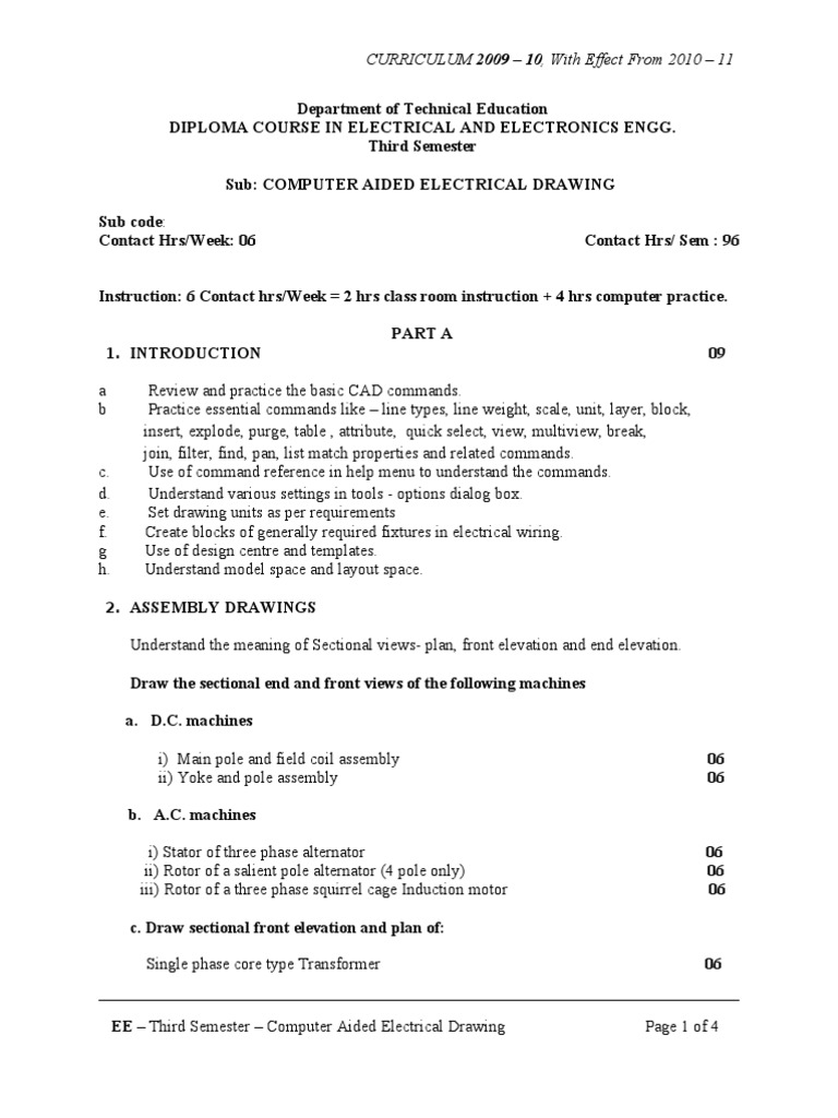1.Computer Aided Electrical Drawing Syllabus | Electrical Equipment ...