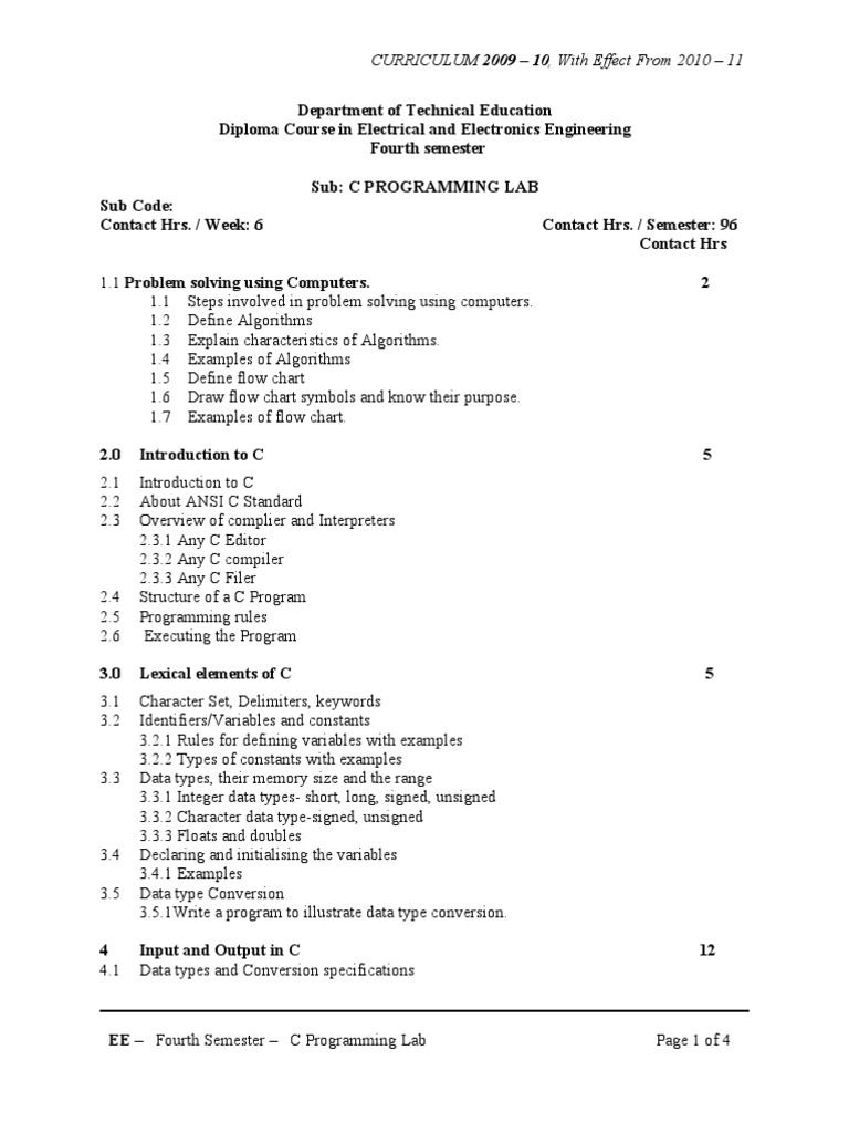 C - Programming Lab | Download Free PDF | Ac Power | C (Programming ...