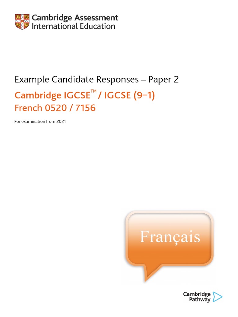 Example Candidate Responses - Paper 2: Cambridge IGCSE / IGCSE (9-1 ...