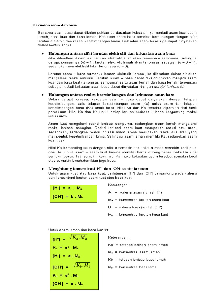 Kekuatan dan Valensi Asam Basa | PDF