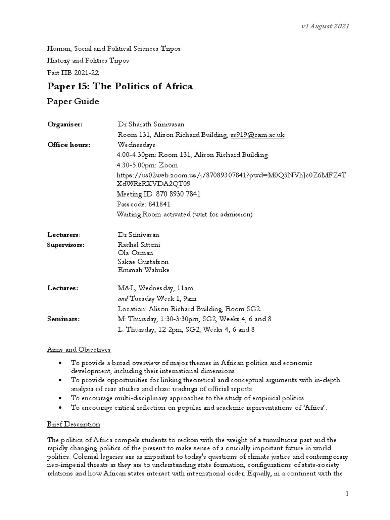 Paper 15: The Politics of Africa | PDF | Academic Journal | Structural ...