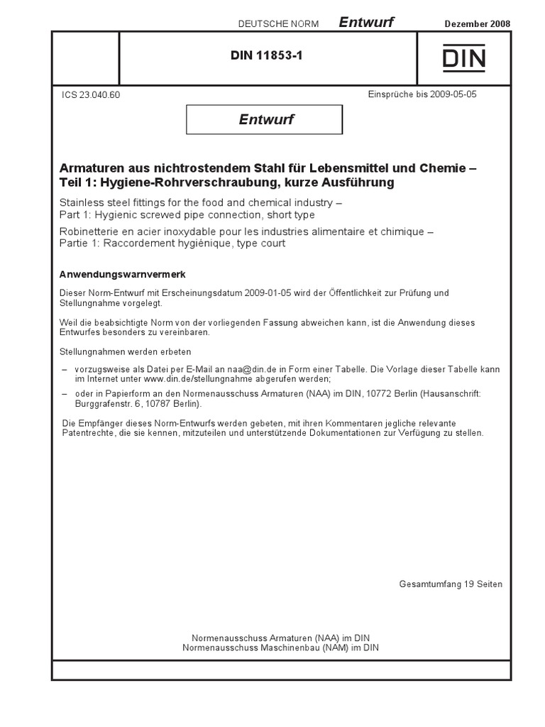 Din 11853-1 e 2008-12 | PDF