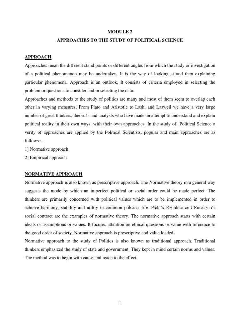 Normative and Empirical Approaches in Political Science | PDF ...