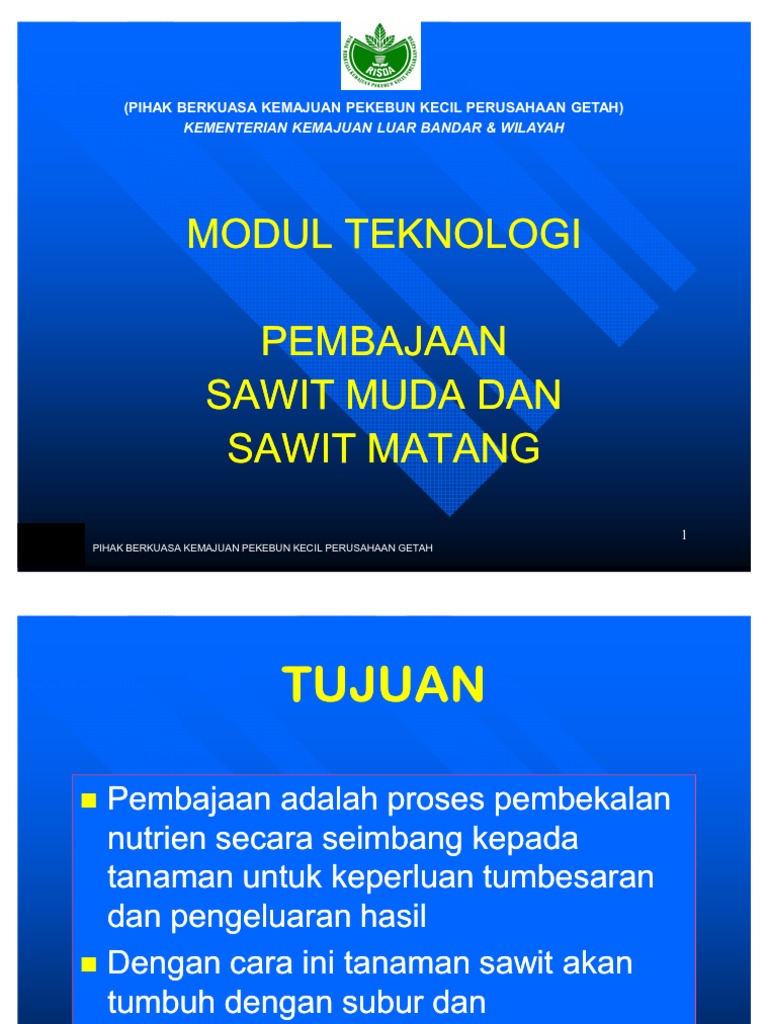 Pembajaan Sawit Muda & Matang | PDF