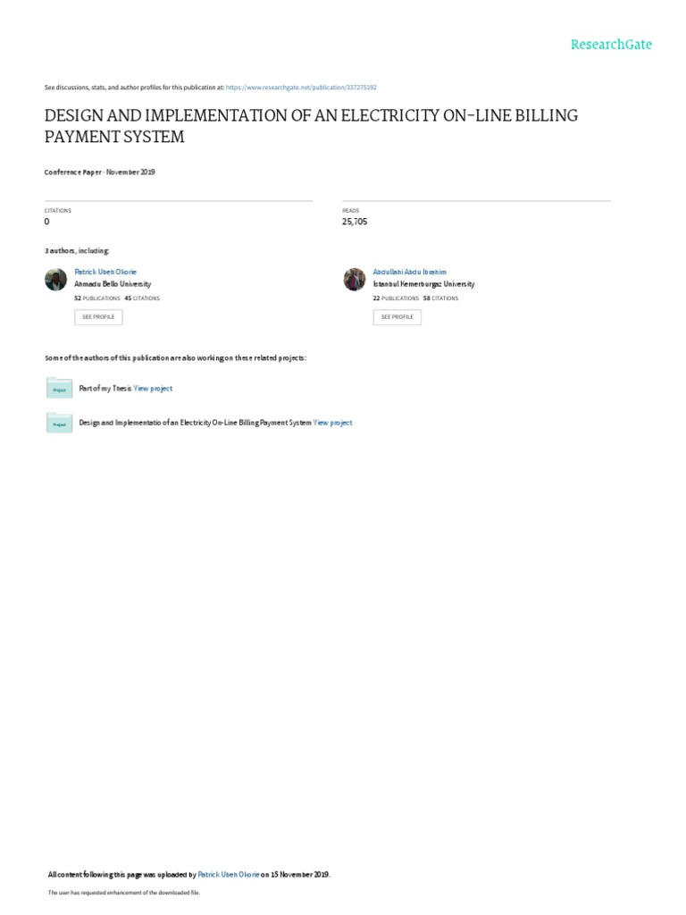 Design and Implementation of An Electricity On-Line Billing Payment System | PDF | Databases ...