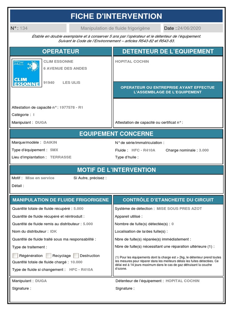 Fiche Intervention | PDF